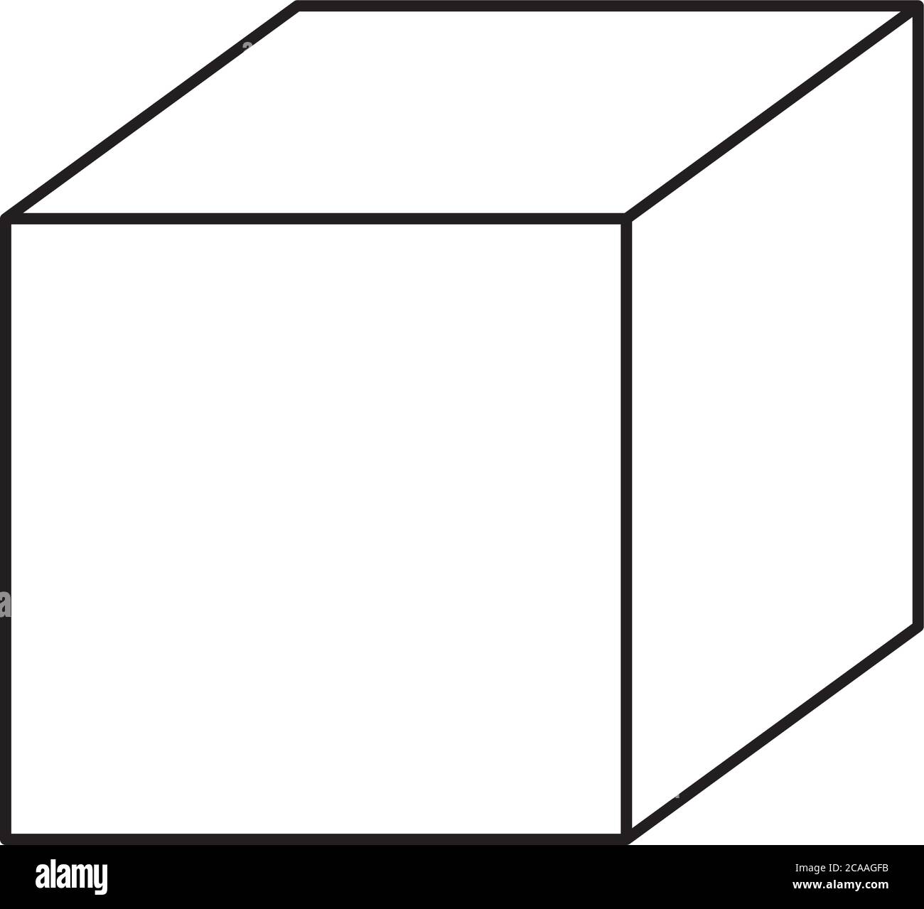 cube geometric shape icon over white background, line style, vector ...