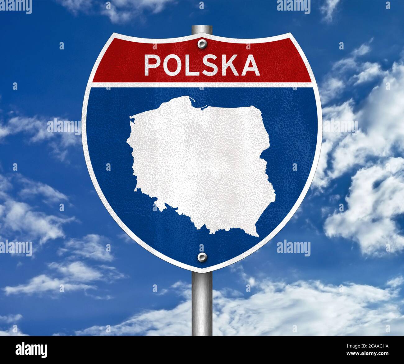 Polsih map road sign Stock Photo - Alamy