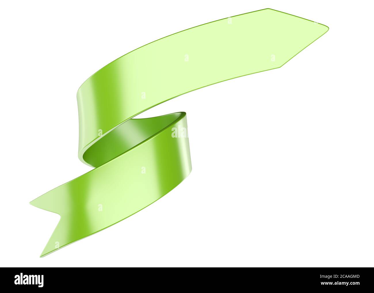 Green gift ribbon for your design. 3d illustration isolated over white ...