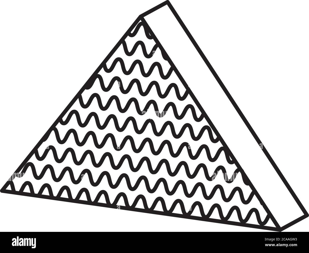 geometric shapes concept, triangle with wavy lines icon over white ...