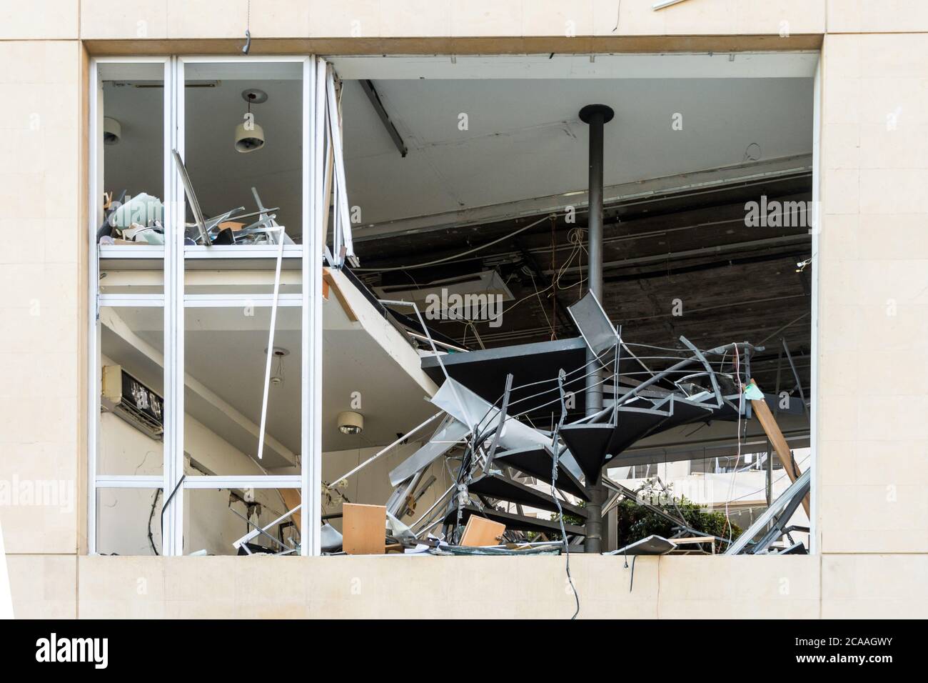 Offices with shattered windows after a massive explosion shook Beirut ...