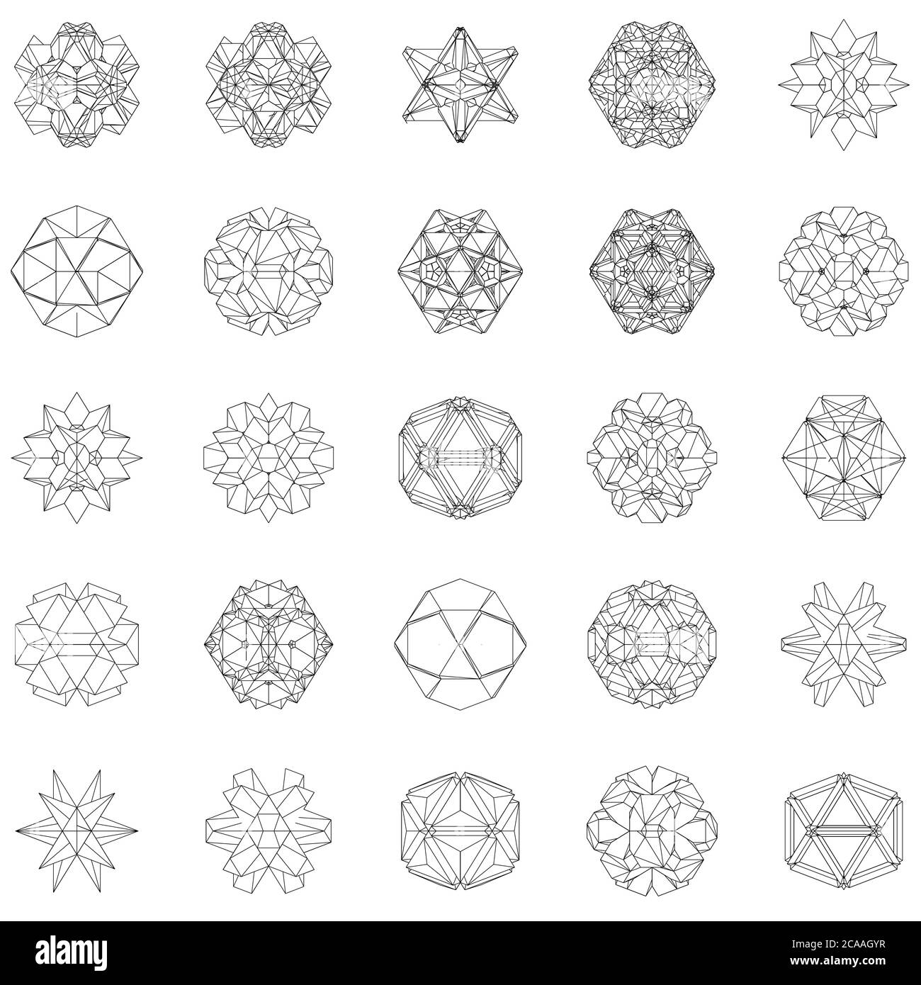 Set with contour of various geometric shapes from black lines on a ...
