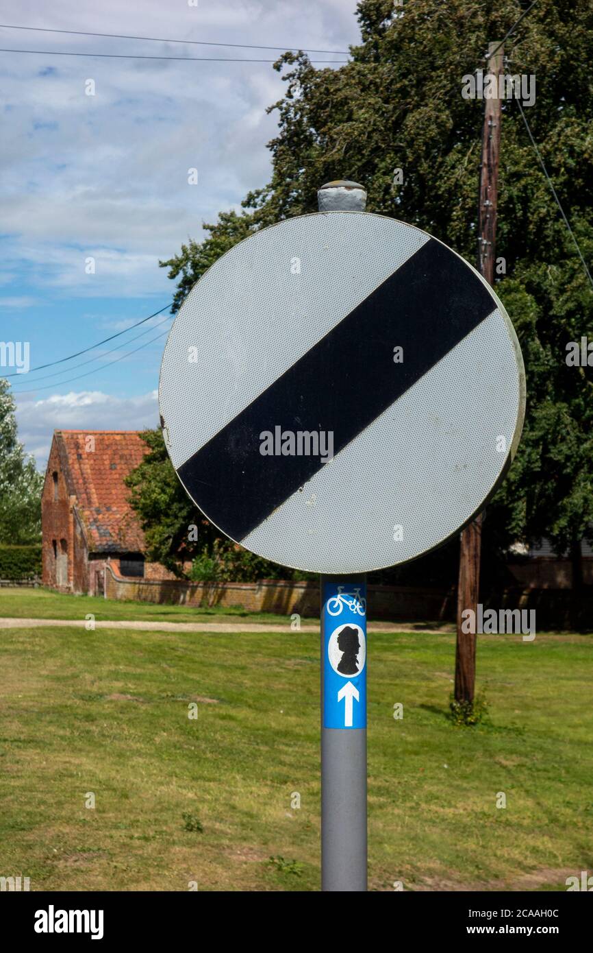 National speed limit signs, sign, end of speed limit sign Stock Photo ...