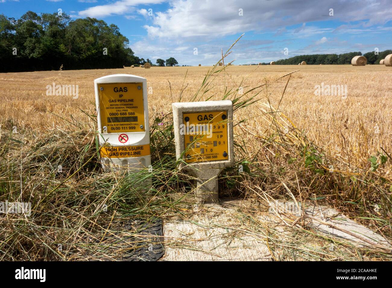 Warning sign, high pressure gas pipeline, gas main, National Grid Stock ...