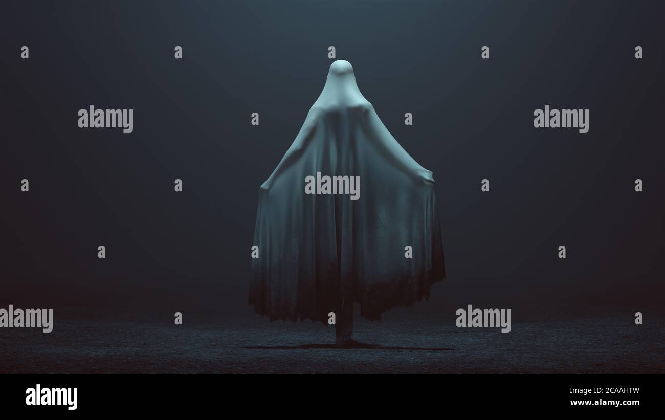 Standing Evil Spirit Ghost with one Knee Raised and Arms Out in a Death ...