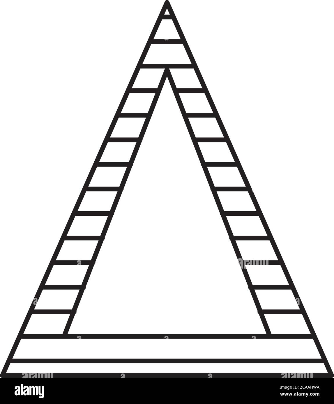 geometric shapes concept, triangle icon over white background, line ...