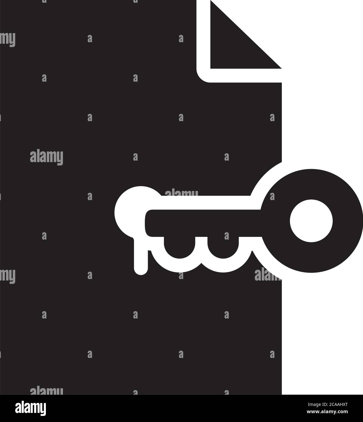 document file and key icon over white background, silhouette style ...