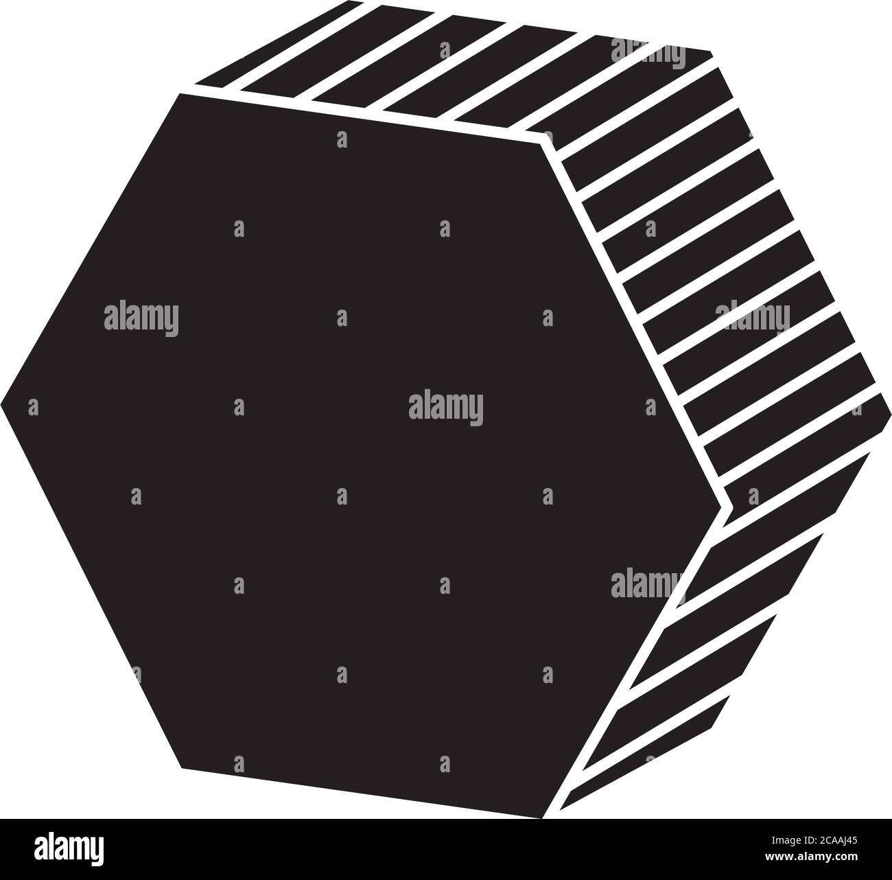 3d hexagon shape icon over white background, silhouette style, vector ...