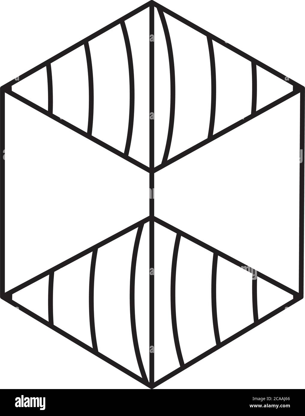 geometric shapes concept, cube icon over white background, line style ...