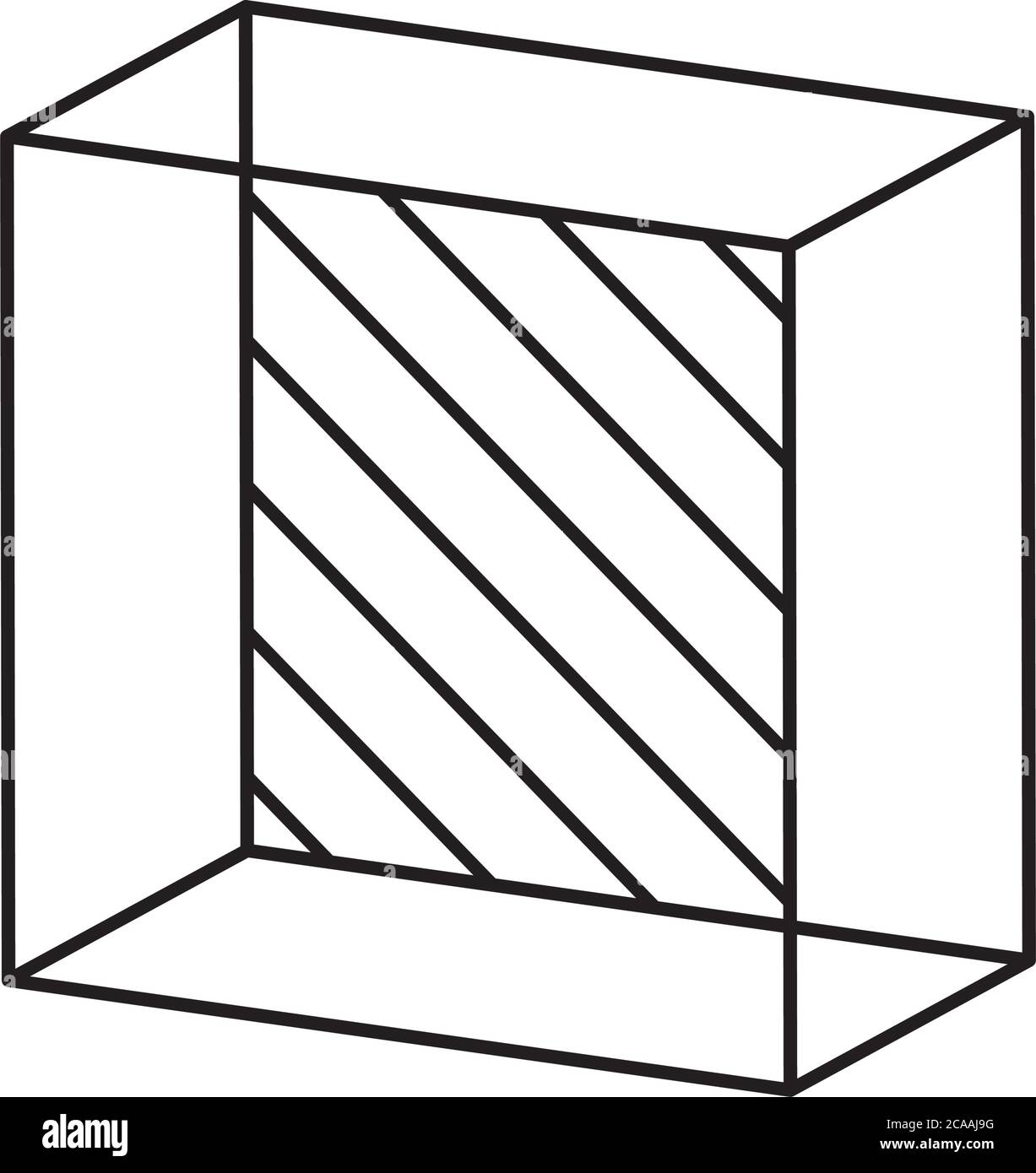 geometric shapes concept, 3d square with stripes design over white ...