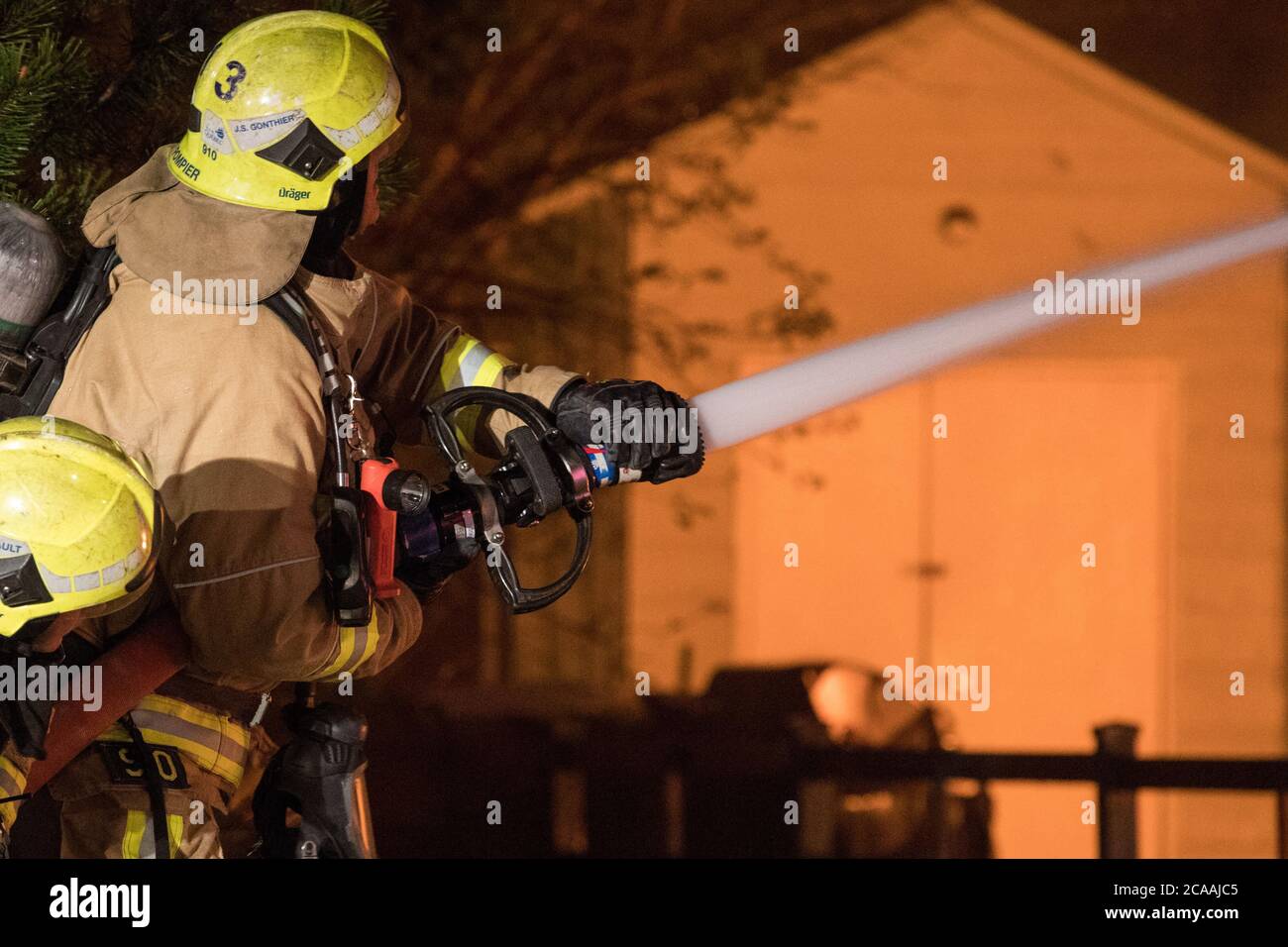 Firefighter Hose Spraying