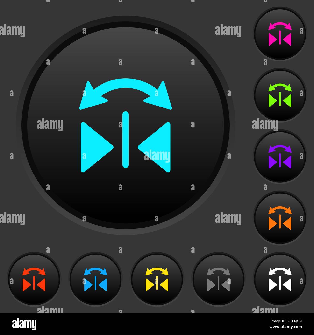 Horizontal flip dark push buttons with vivid color icons on dark grey background Stock Vector ...