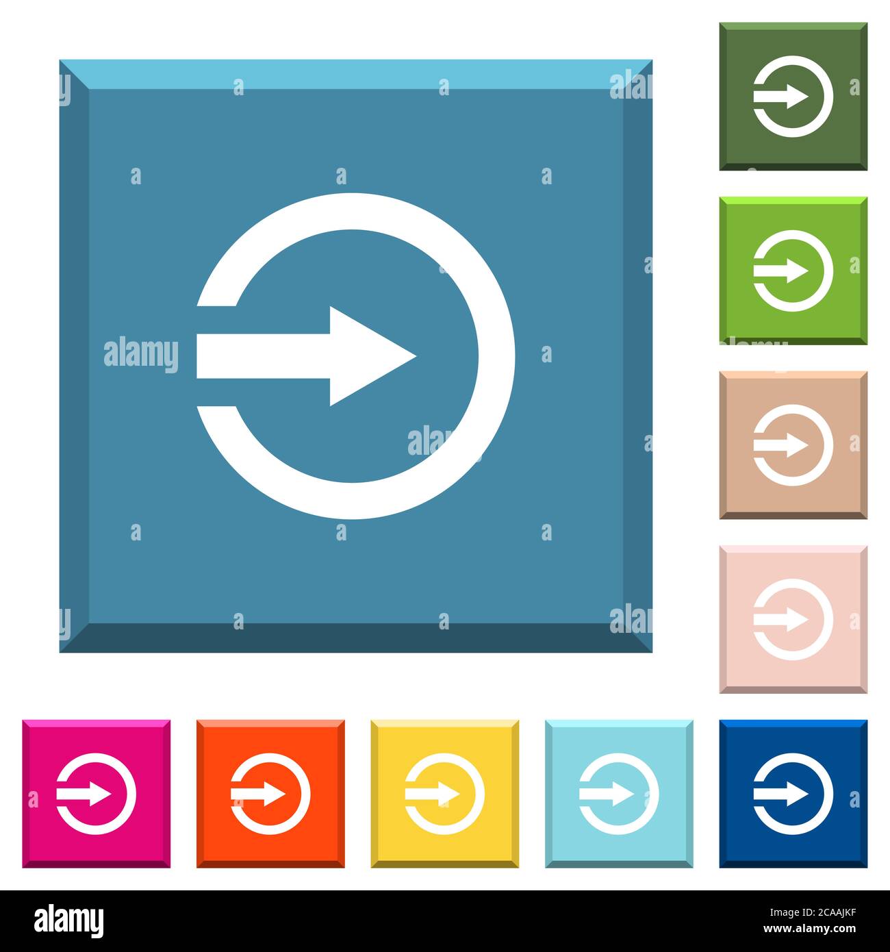 Import white icons on edged square buttons in various trendy colors ...