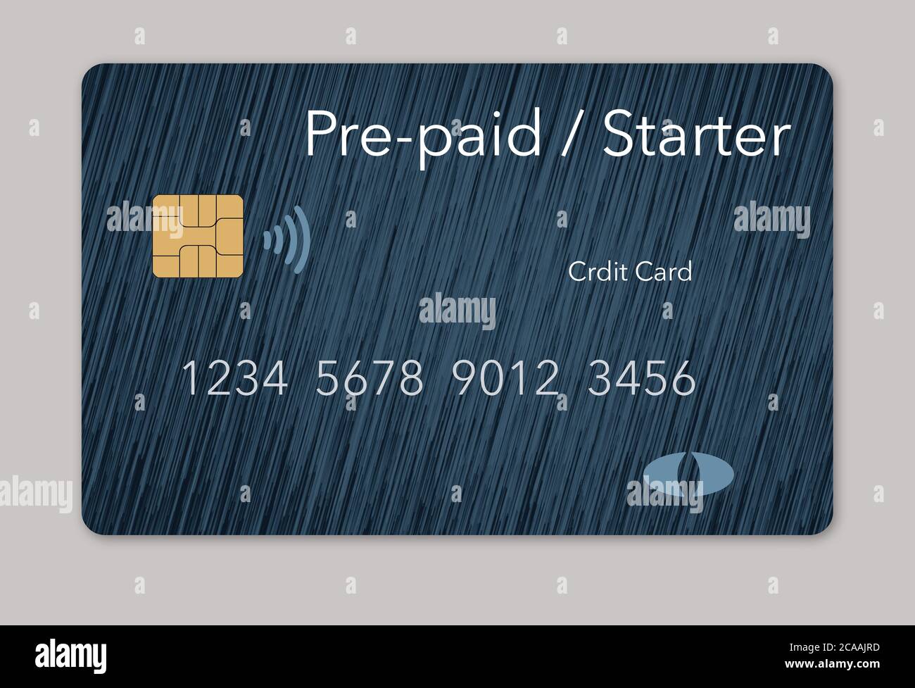 Here is a mock generic pre-paid starter credit card with light blue ...