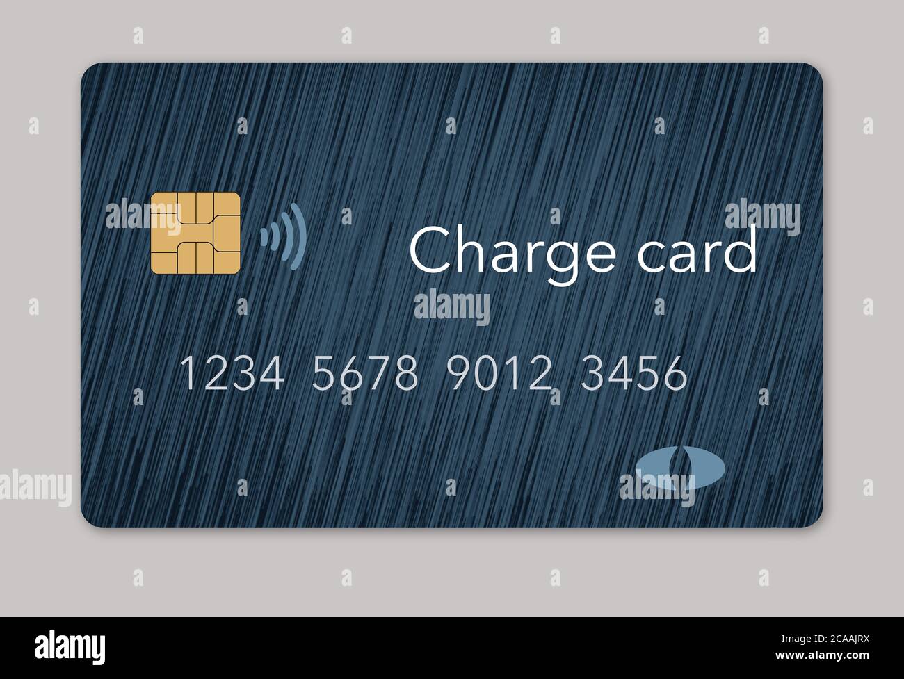 Here is a mock generic charge card with light blue slashing lines over ...