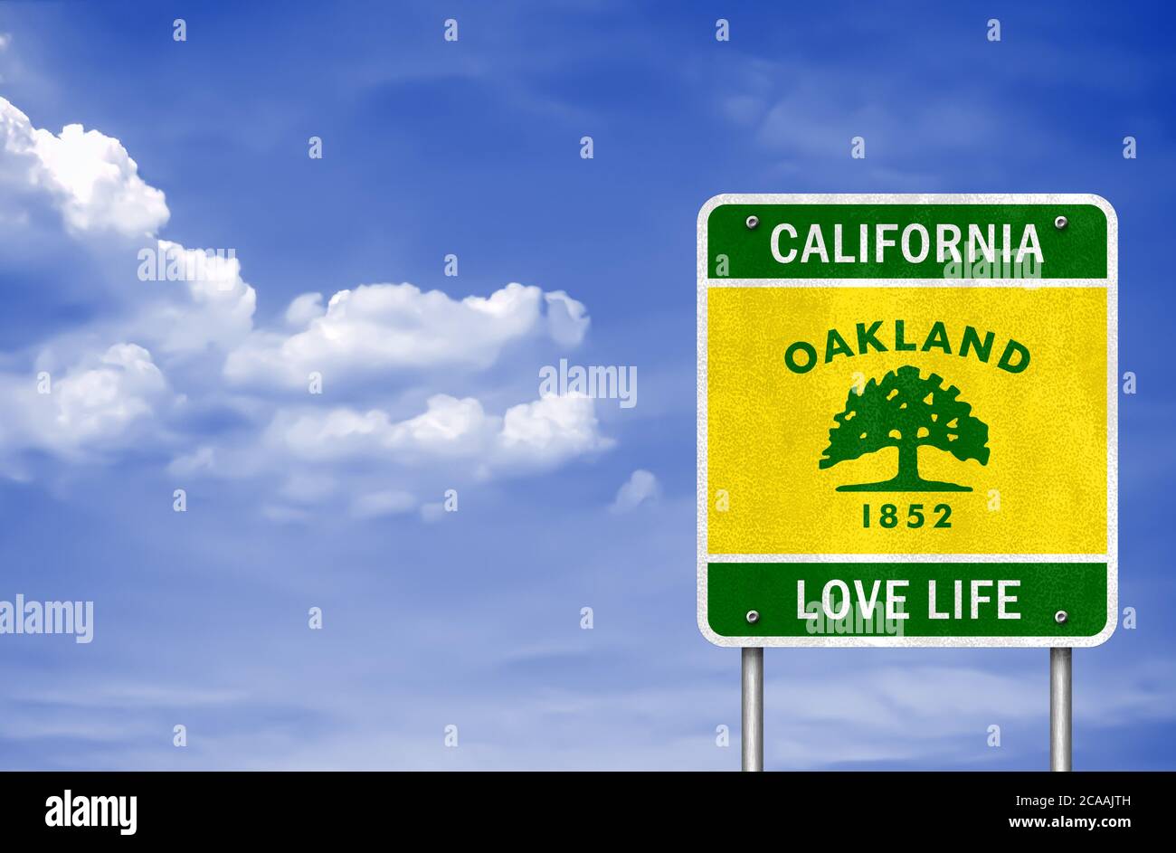 California - Oakland motto love life Stock Photo - Alamy