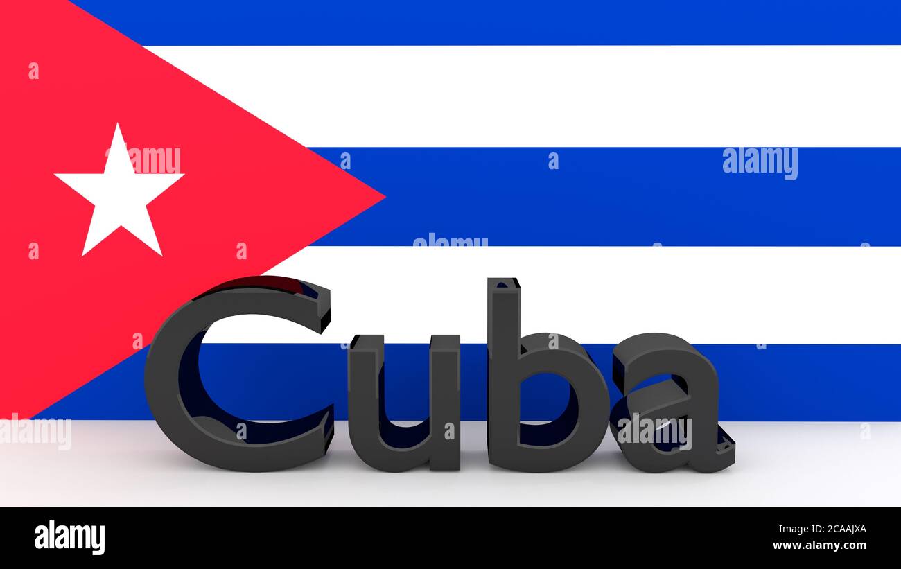 3d rendering illustration of the flag of Cuba with its name written in ...