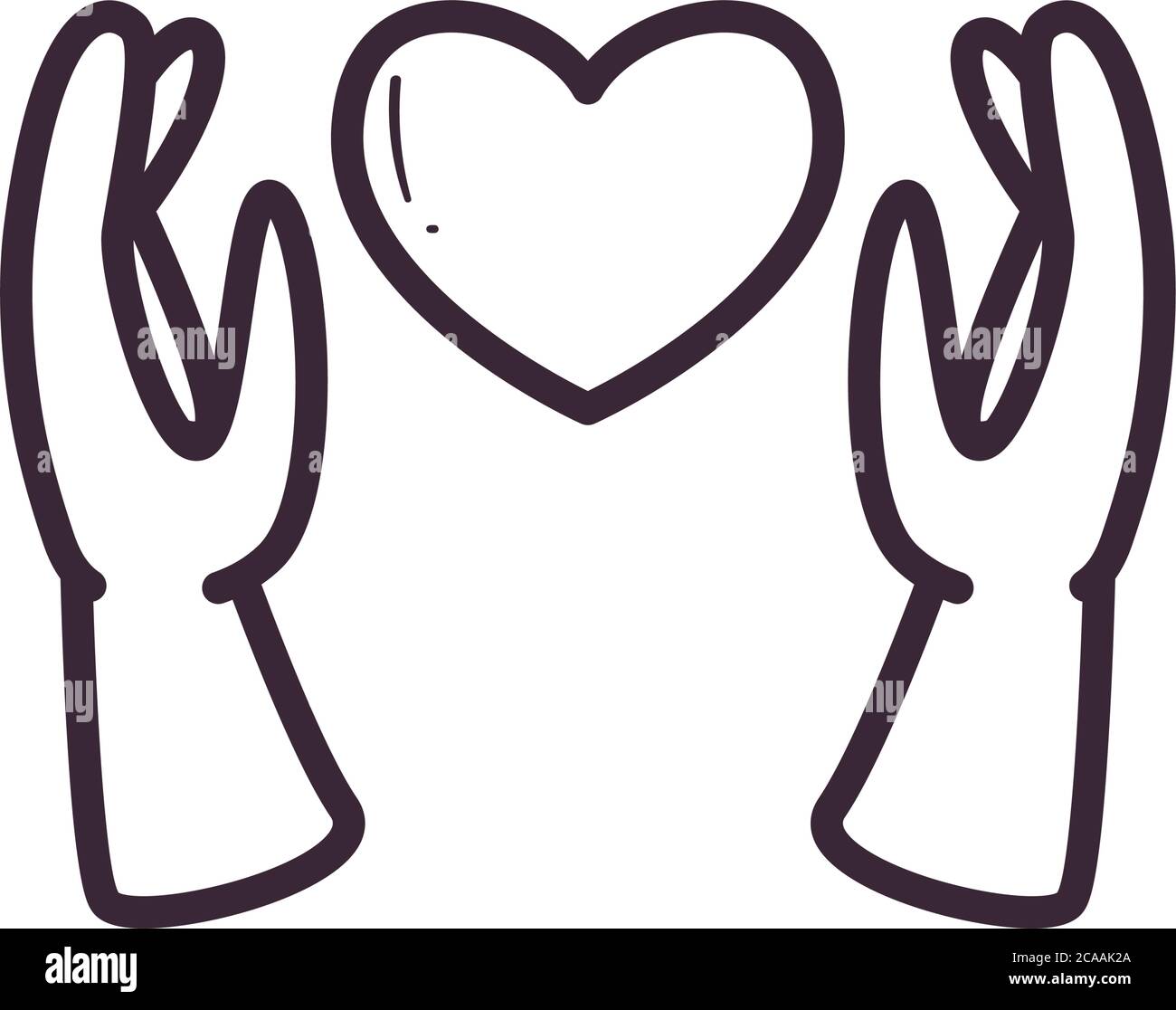 Heart between hands line style icon design of love passion and romantic ...