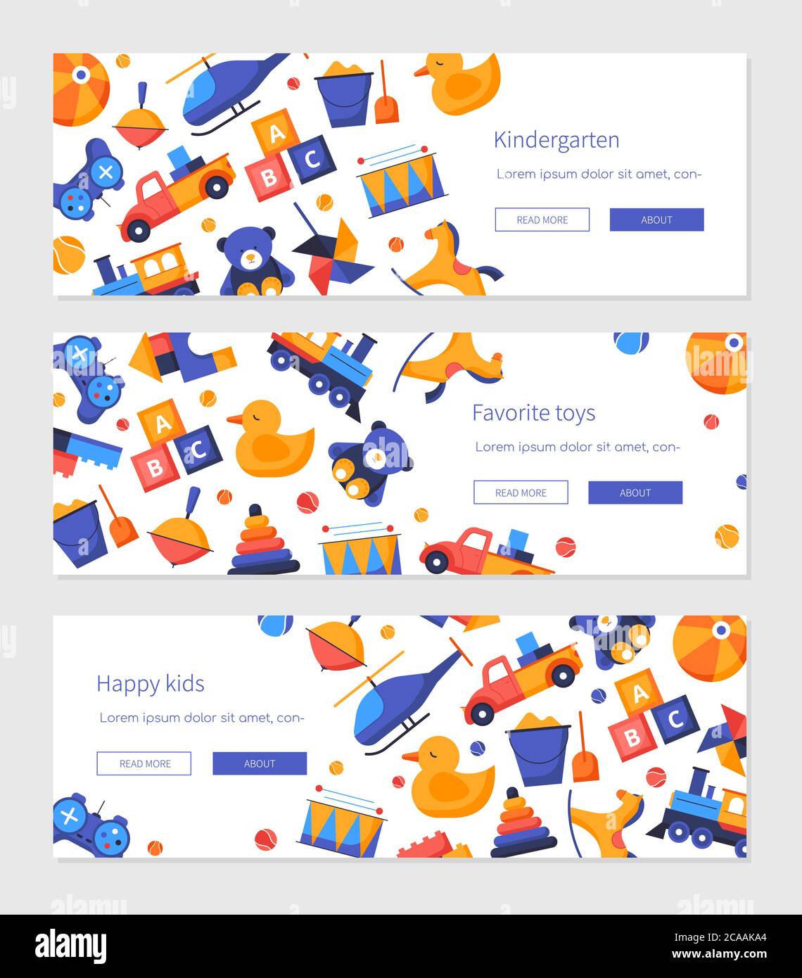 Happy kids - set of flat design style banners Stock Vector Image & Art ...