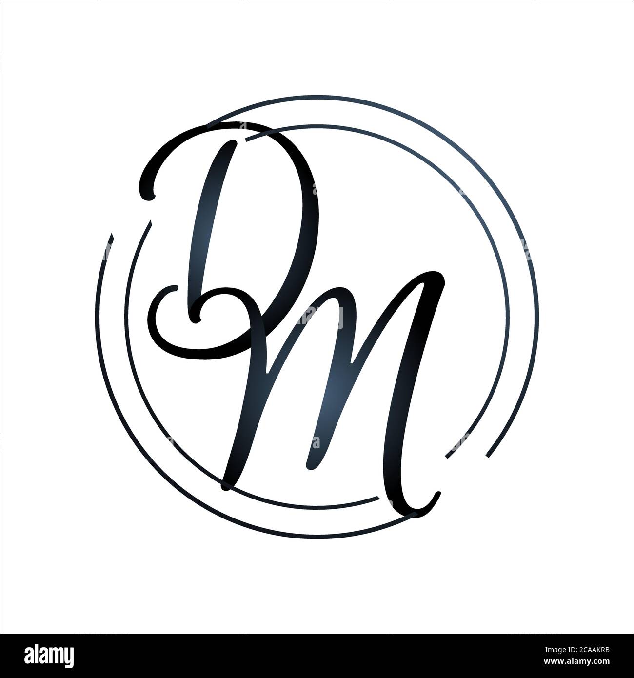 Luxury Curved Initial D M Letter Logo Design Vector Graphic Concept