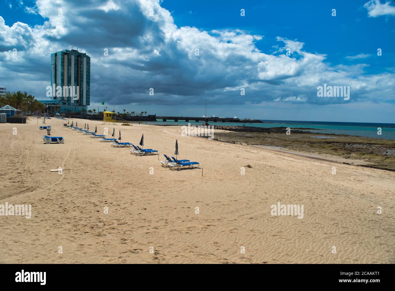 Arrecife Grand Hotel and beach Playa del Reducto with gold sand in ...