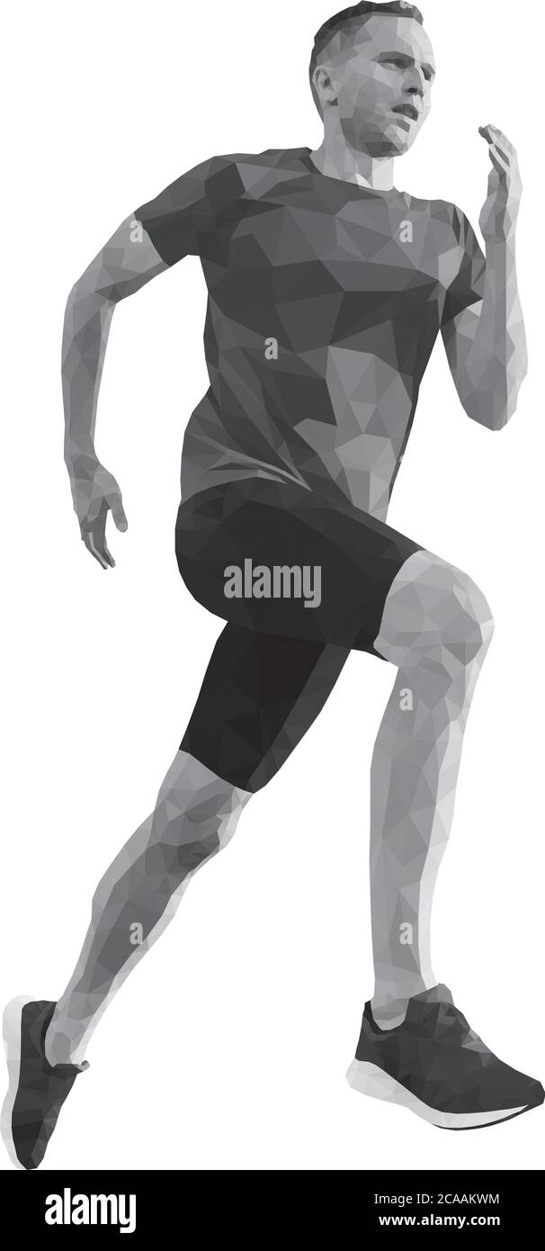 man runner athlete run. shade of gray polygonal vector Stock Vector ...