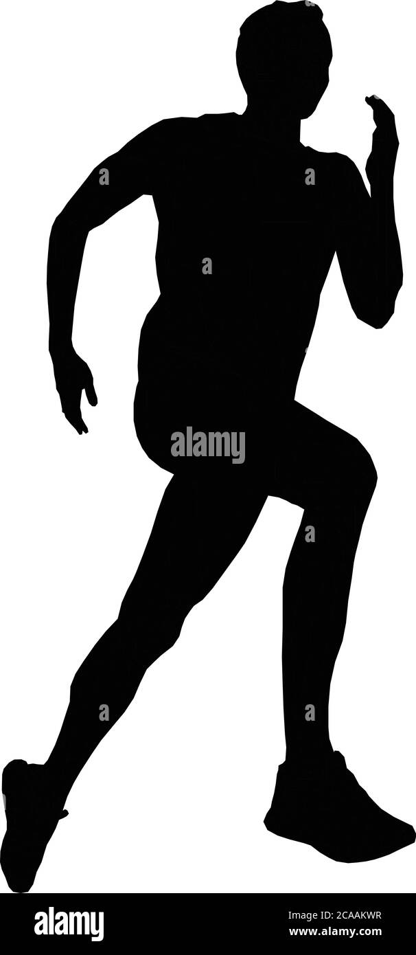 man runner athlete running black silhouette vector Stock Vector Image ...