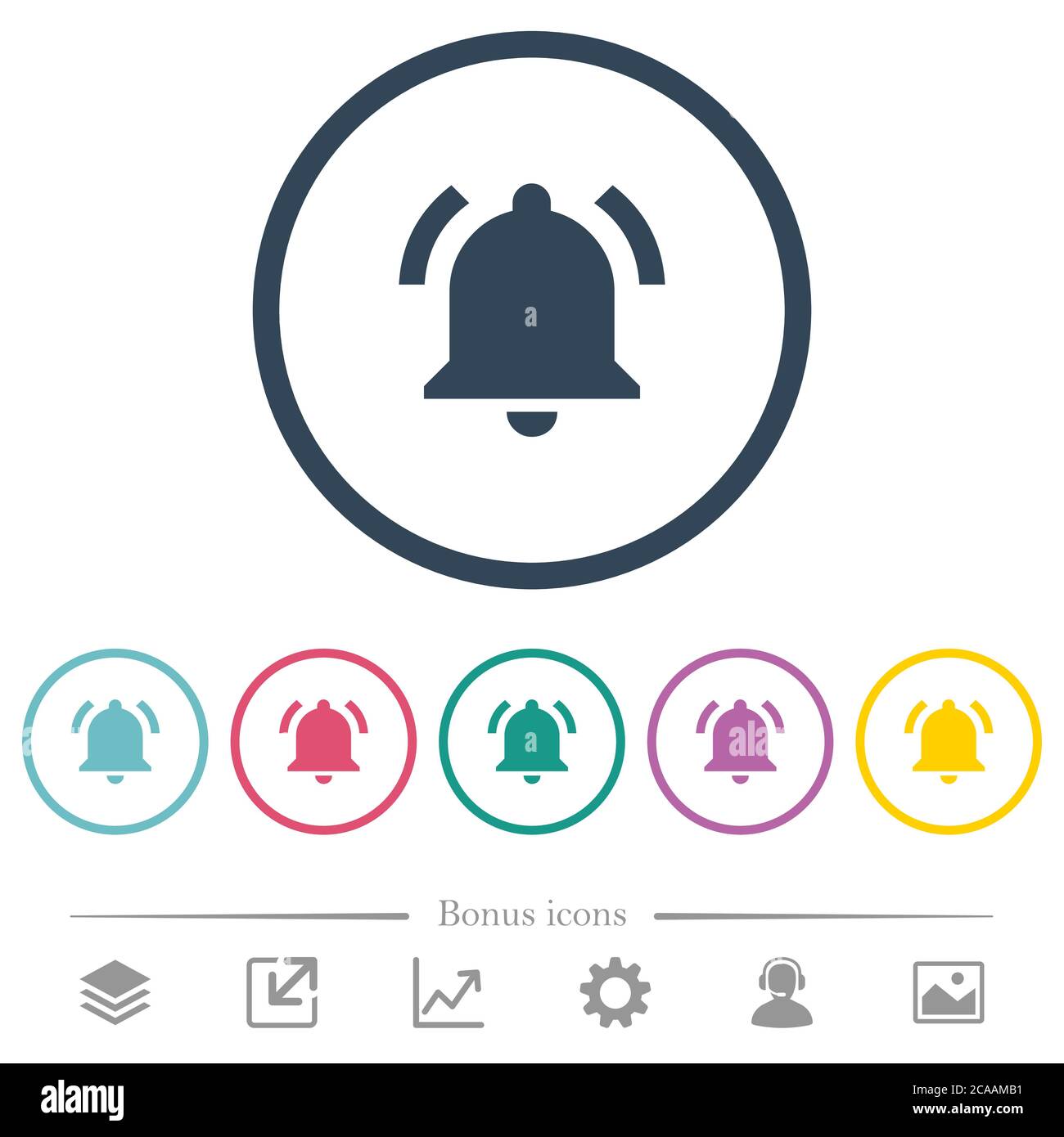 Active notification flat color icons in round outlines. 6 bonus icons ...