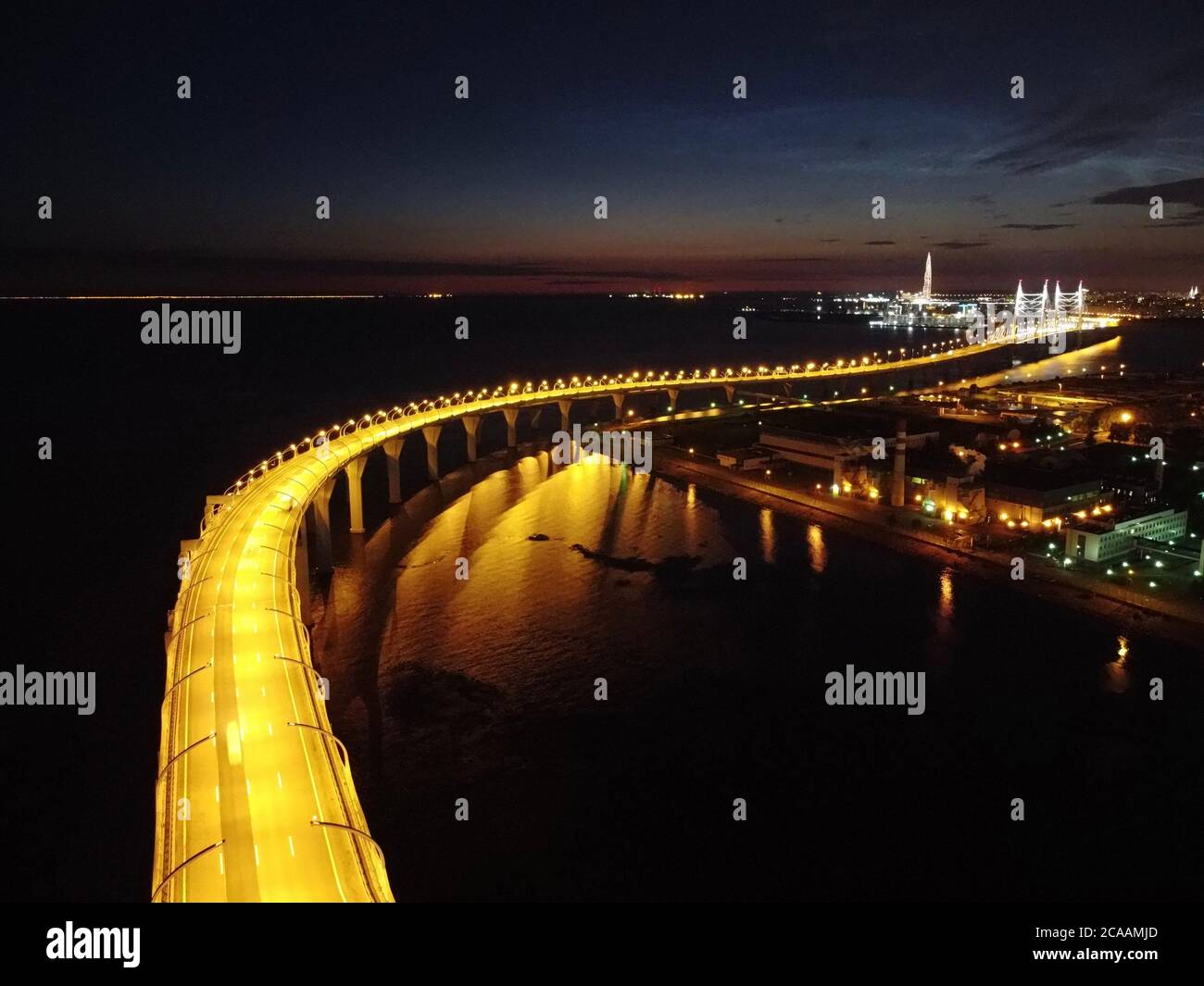 Night city from a bird's-eye view. Night Petersburg. Russia. St ...