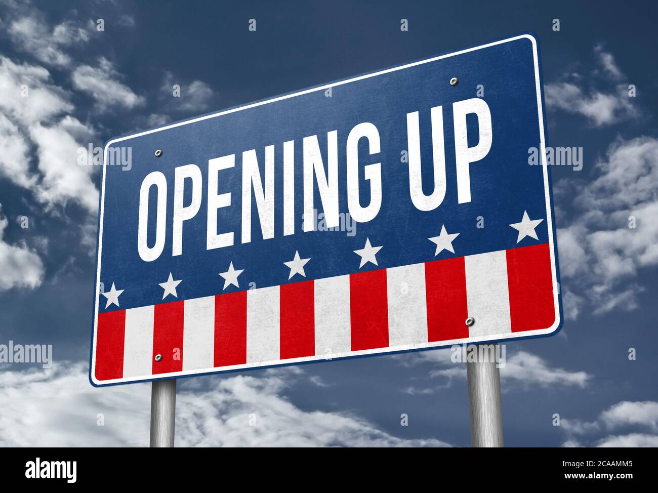 Opening Up - roadsign message as 3D illustration Stock Photo - Alamy