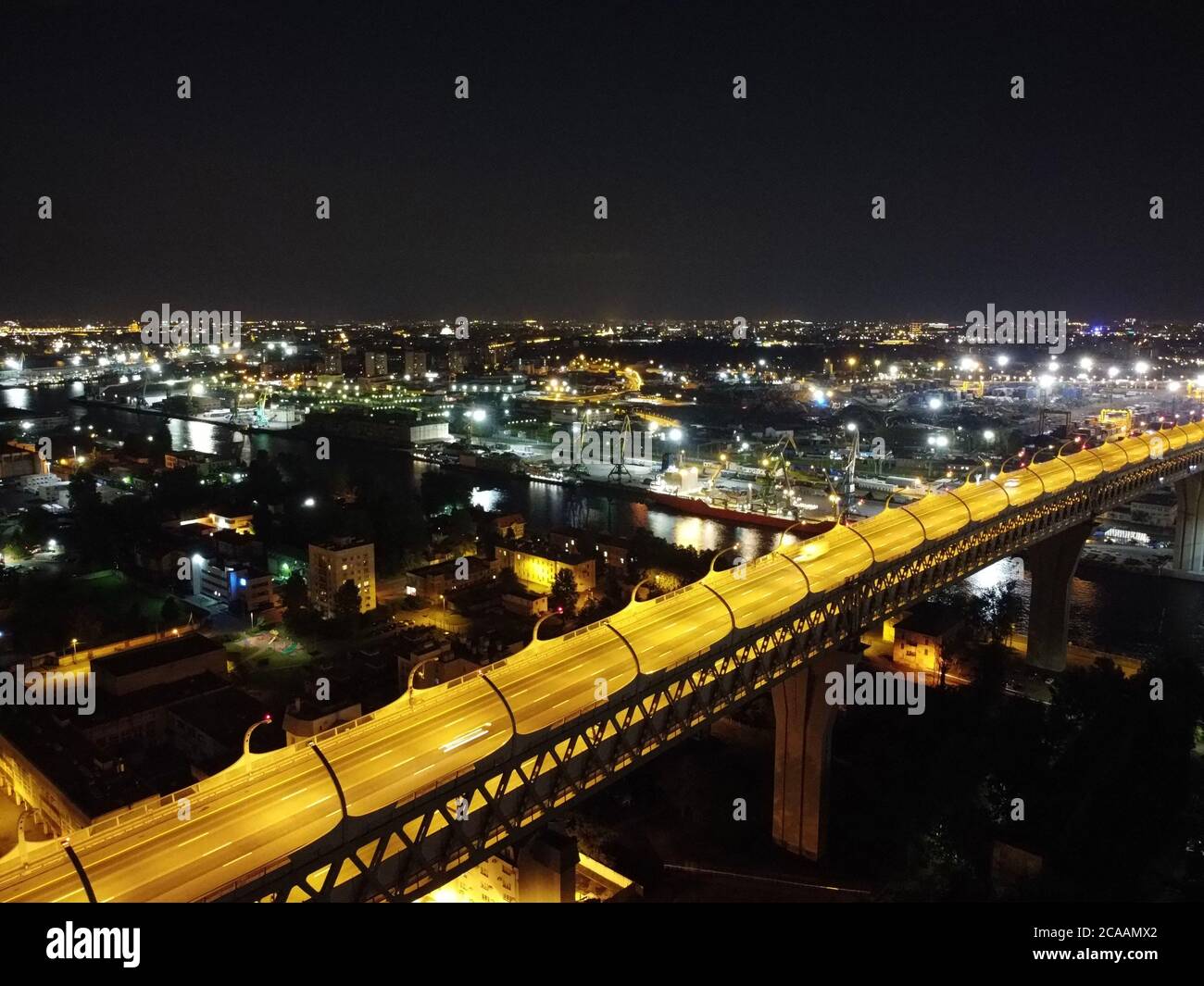 Night city from a bird's-eye view. Night Petersburg. Russia. St ...