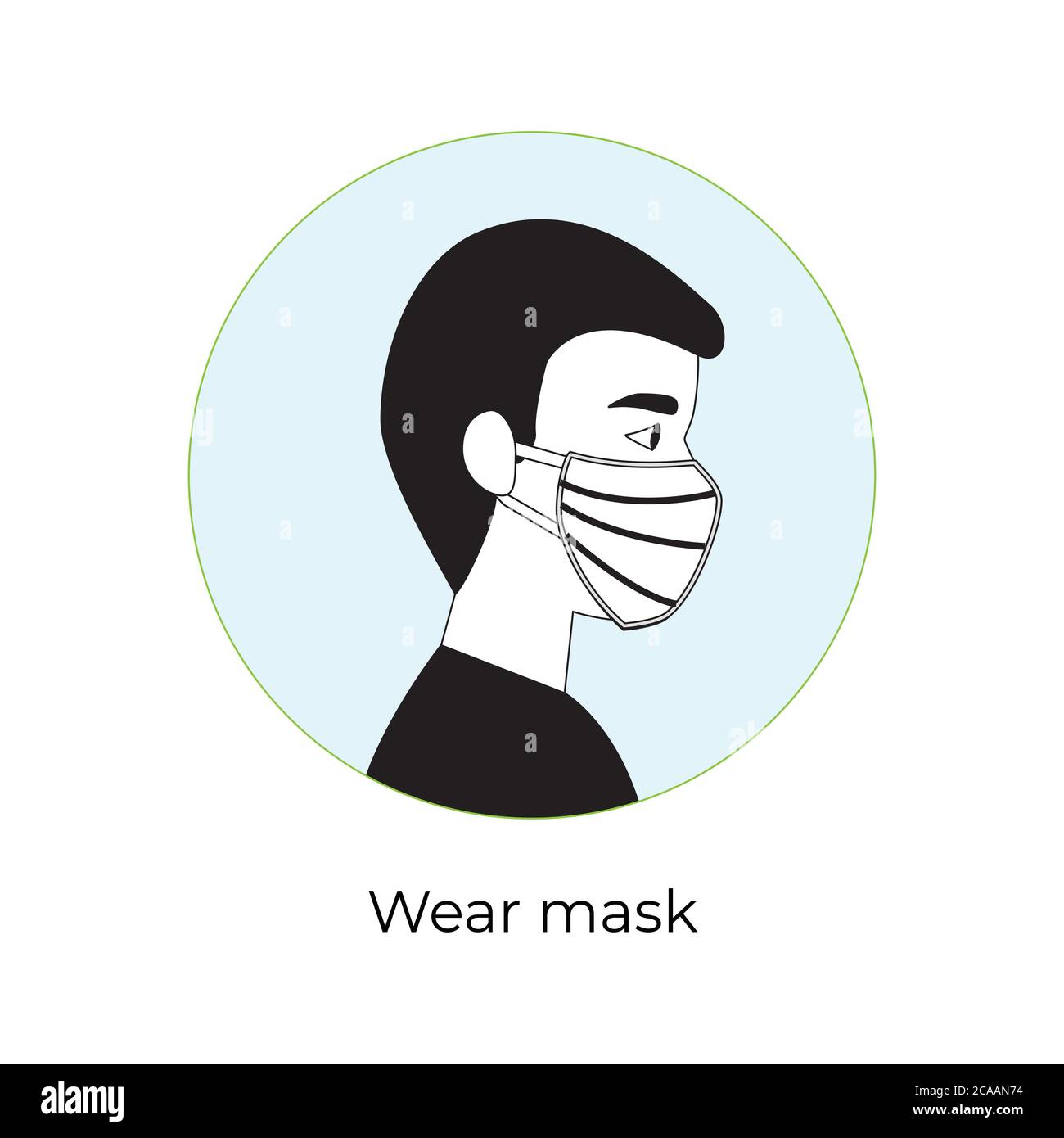 Man wear face mask vector. Vector Wear Face Mask sign. Warning sign ...