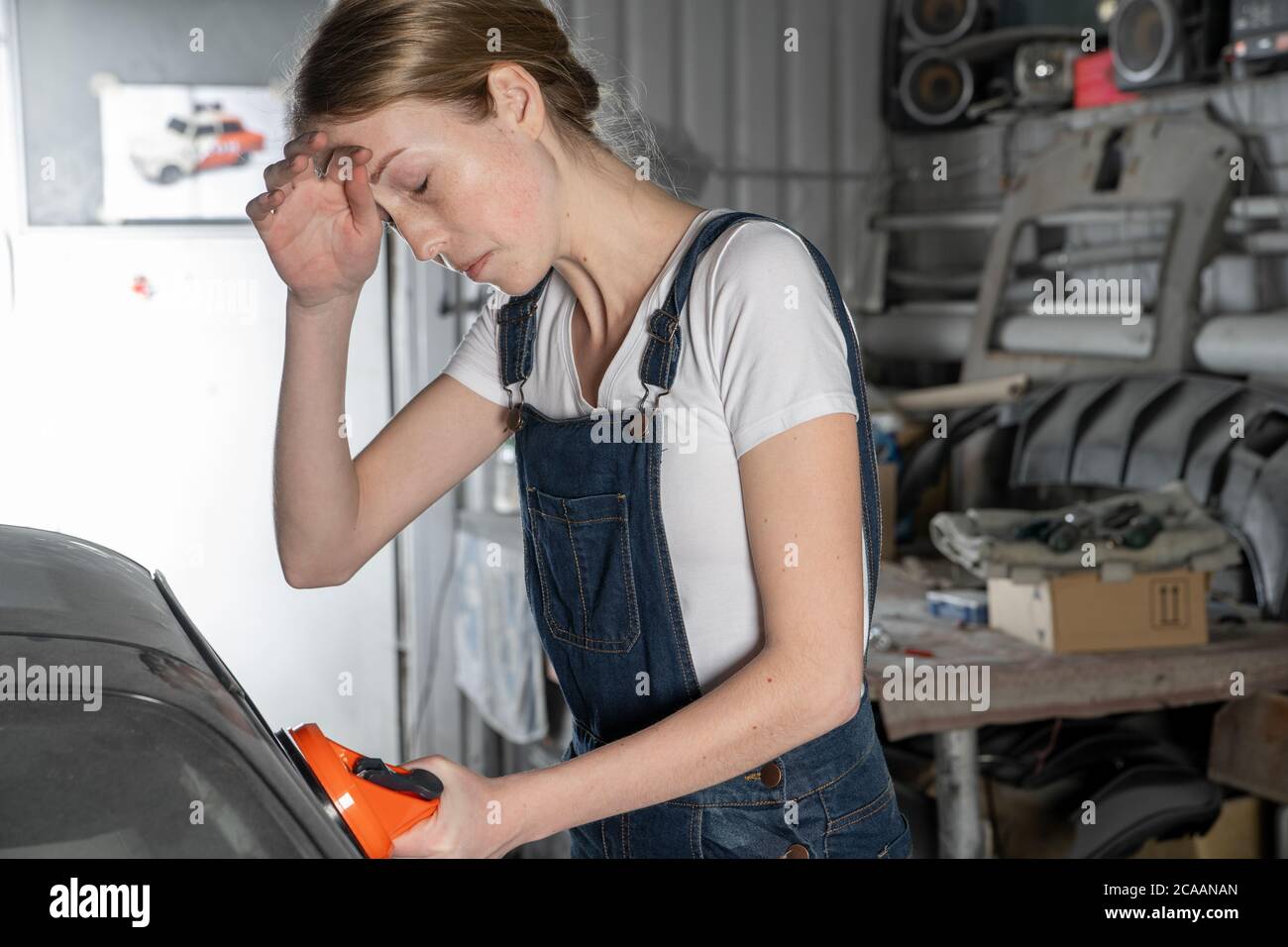 Service Station. Car tuning. Small family business concept Stock Photo ...