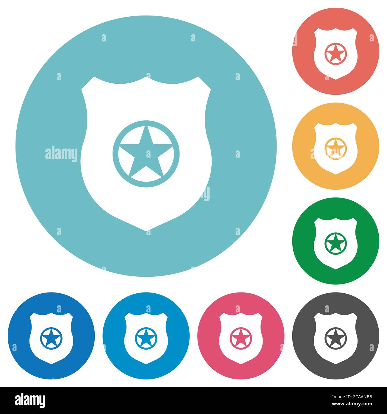 Police badge flat white icons on round color backgrounds Stock Vector ...