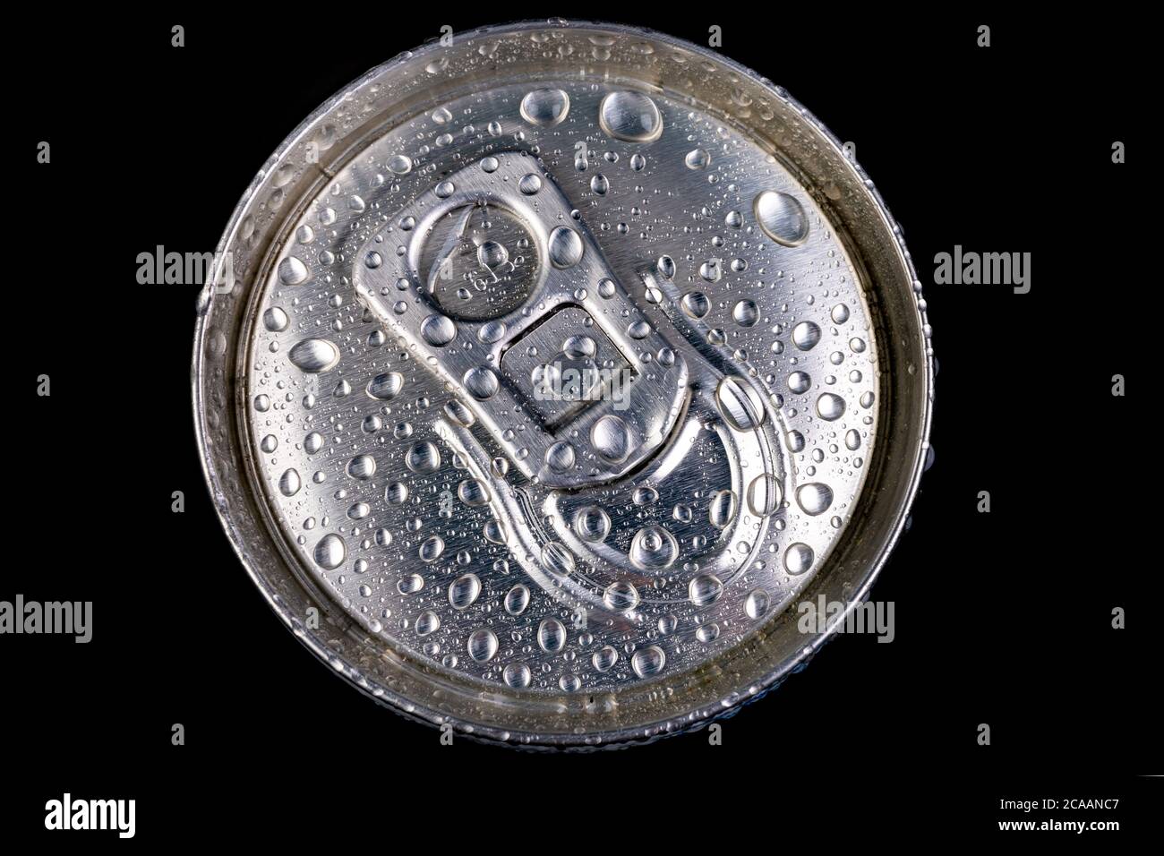 Wet pin on the can. A refreshing drink closed in a metal container ...