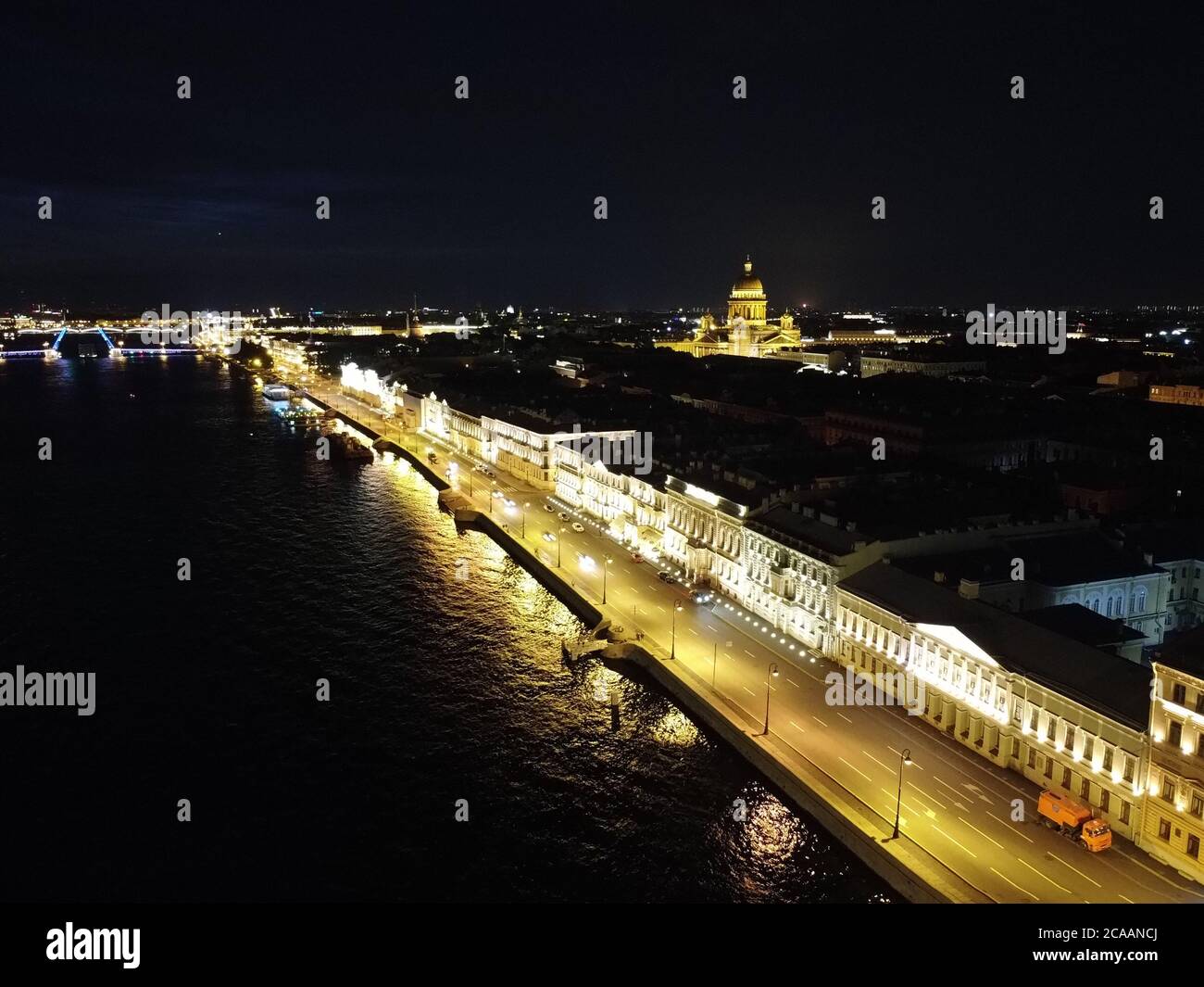 Night city from a bird's-eye view. Night Petersburg. Russia. St ...