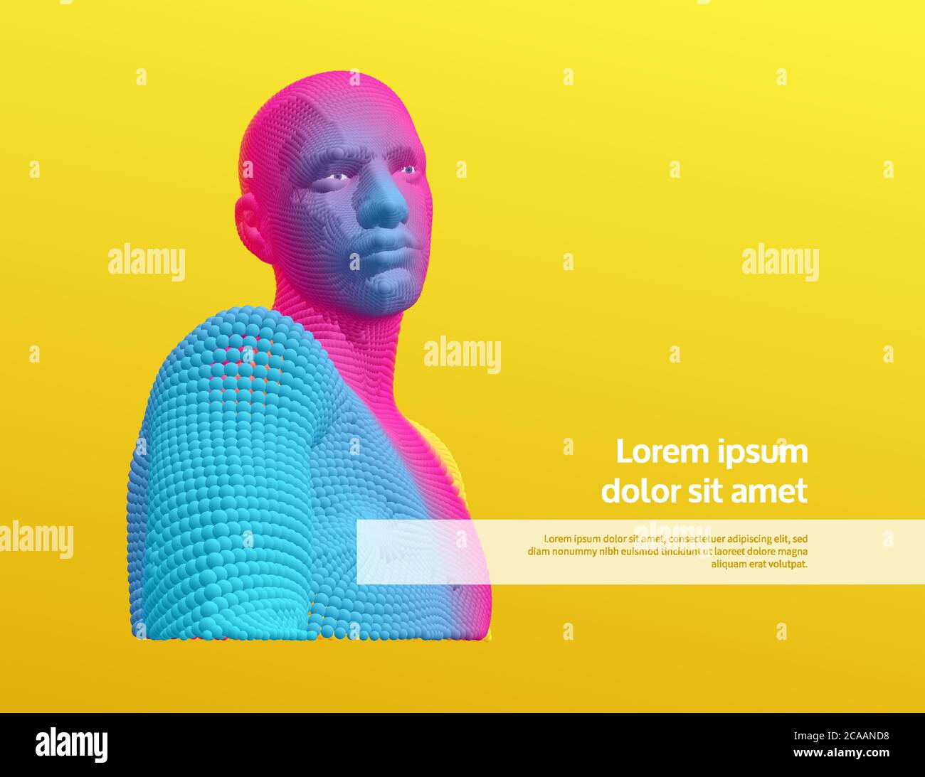 Business event invitation template. Abstract digital human head ...