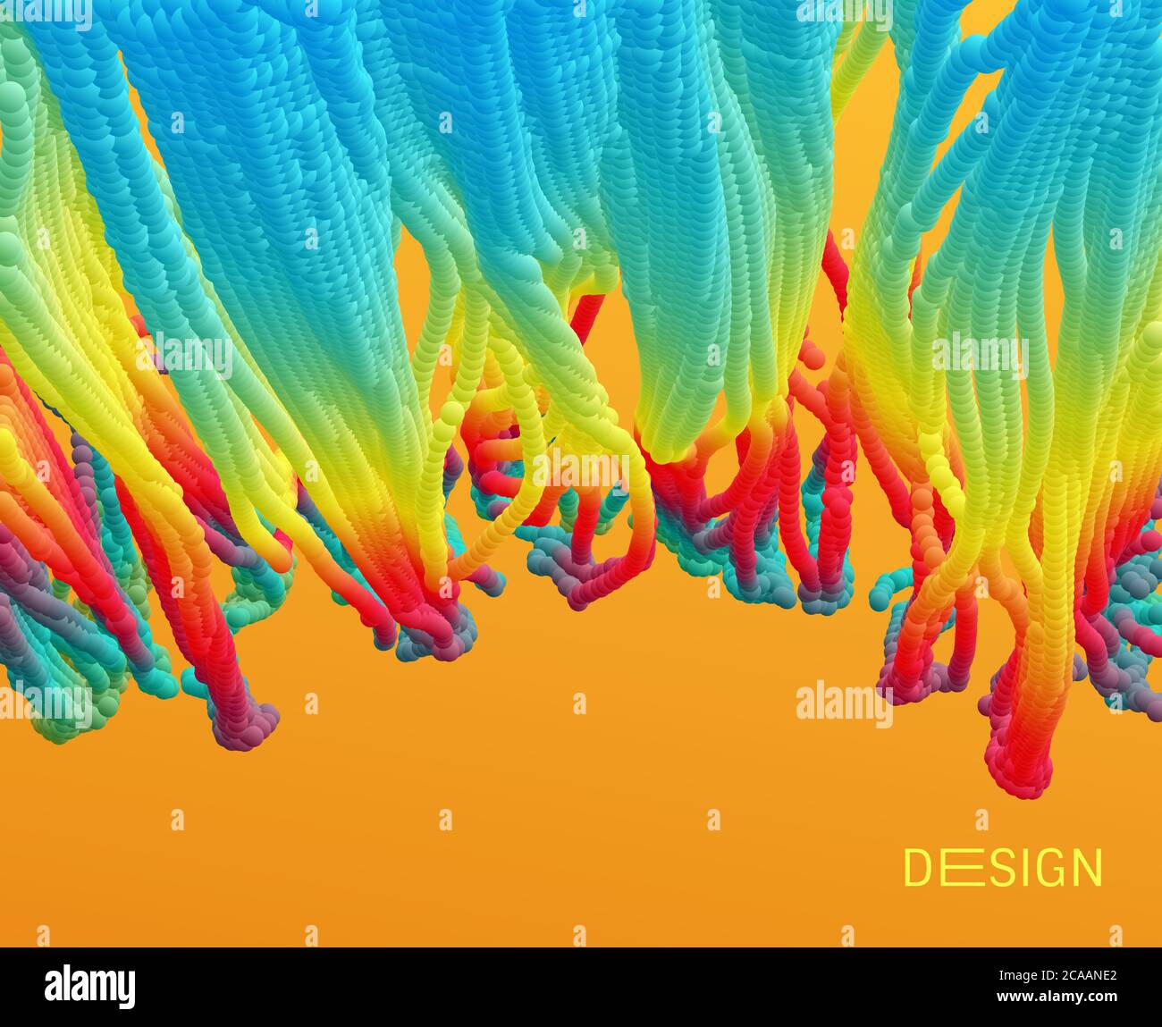 Array With Dynamic Emitted Particles Abstract Background 3d Vector Illustration Stock Vector