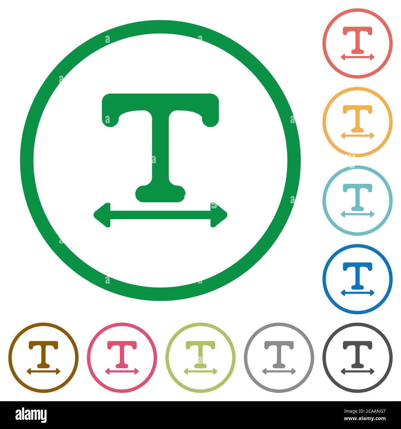 Adjust font width flat color icons in round outlines on white ...