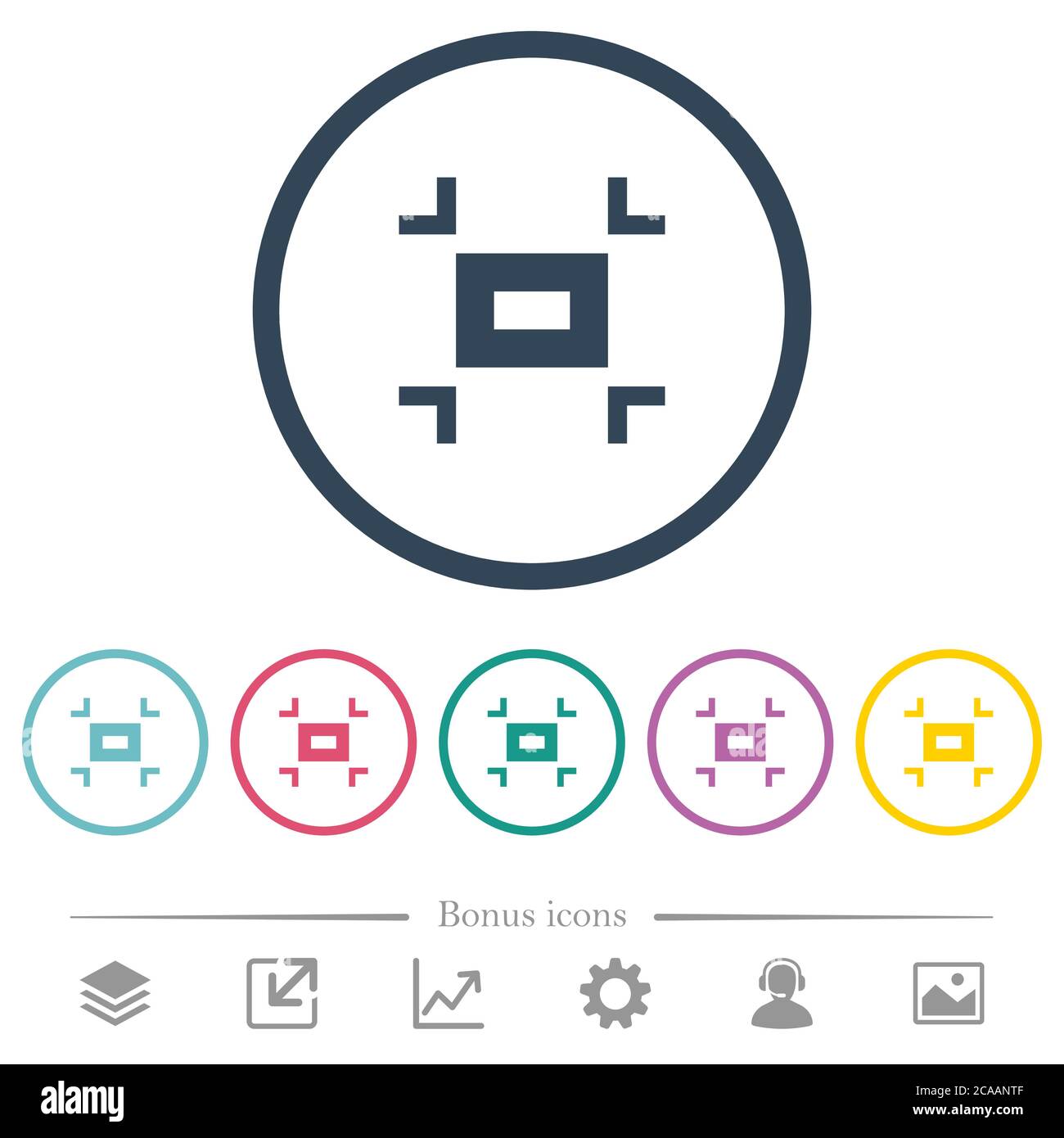 Small screen flat color icons in round outlines. 6 bonus icons included ...