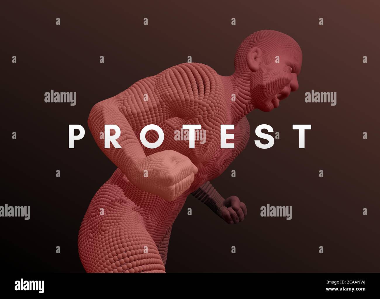 Protestor. Angry man shouting. 3D model of man. Vector illustration ...