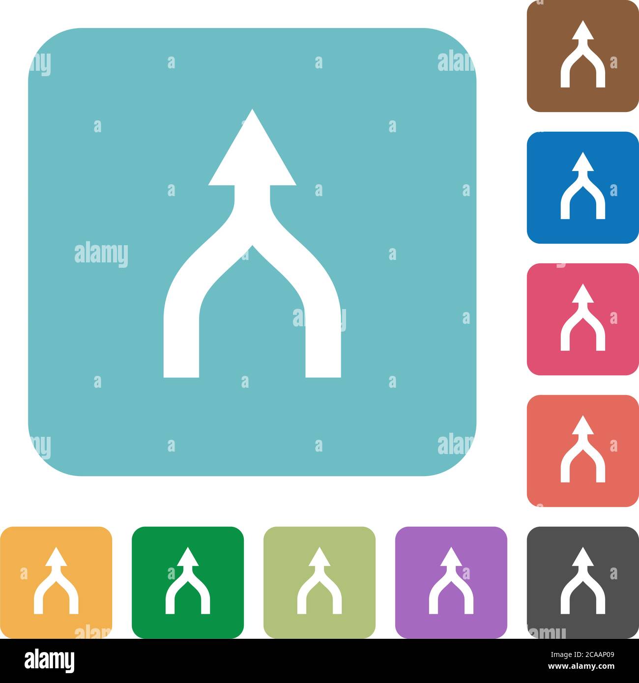 Merge arrows up white flat icons on color rounded square backgrounds ...