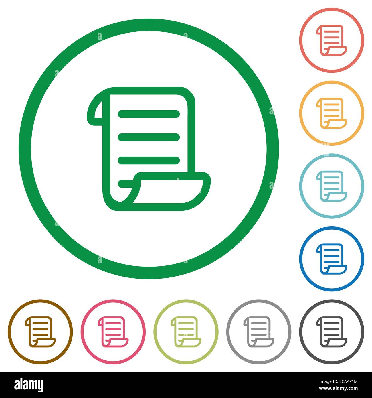 Script code flat color icons in round outlines on white background ...