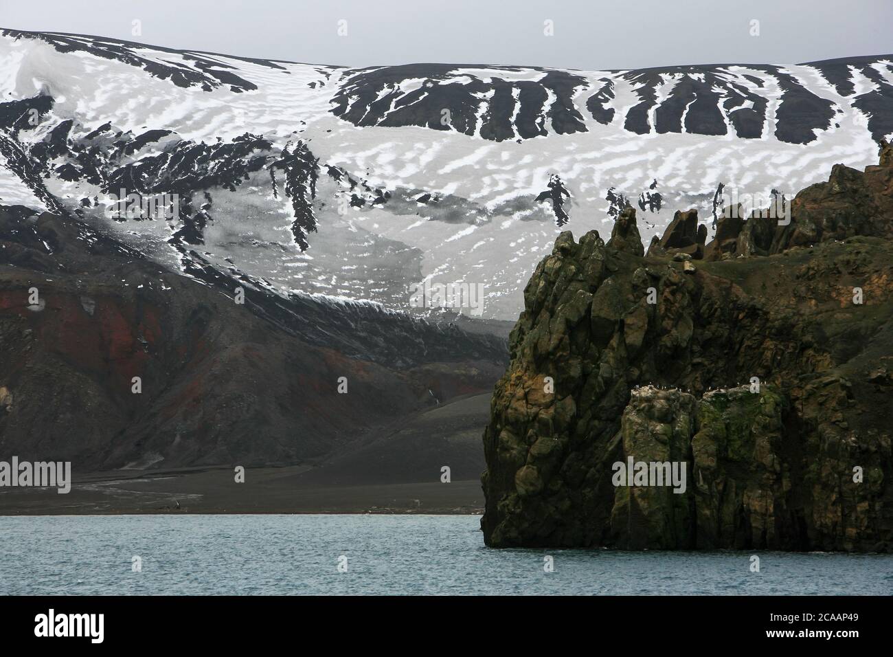 View of the entry to the bay of Deception Island (South Shetland ...