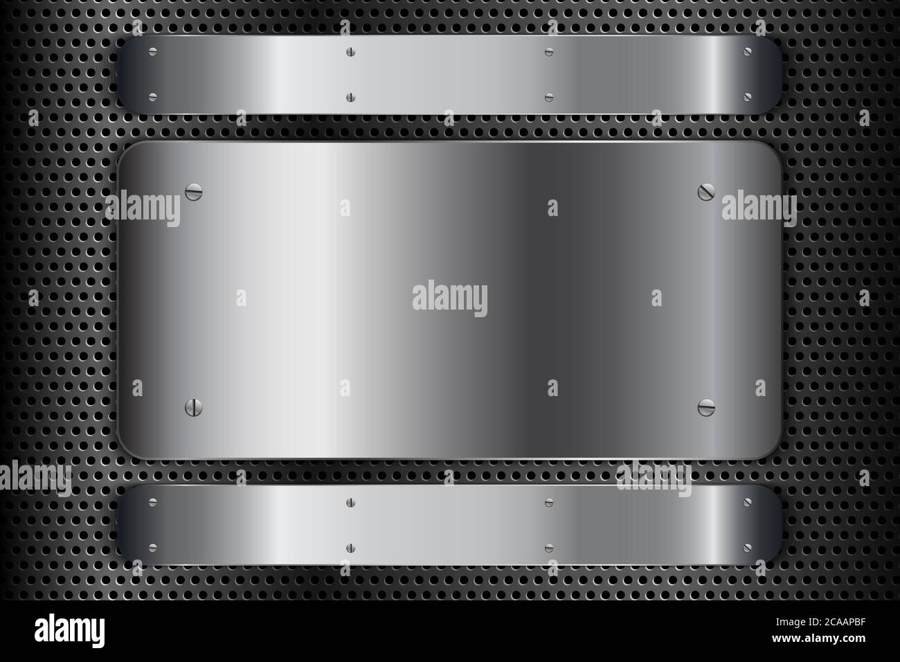 Metallic background. Metal plate with screws on perforated texture ...