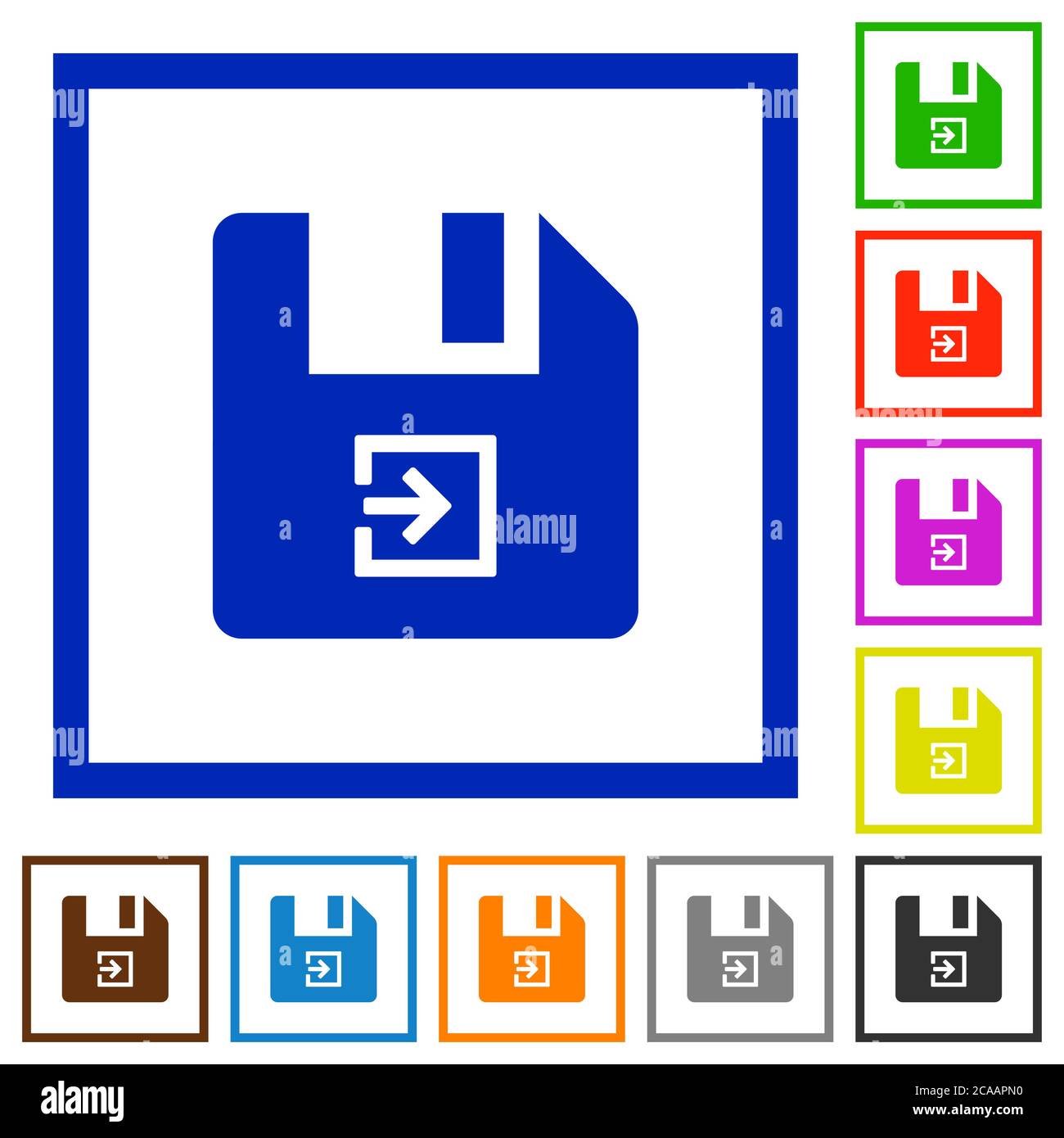 Import file flat color icons in square frames on white background Stock ...