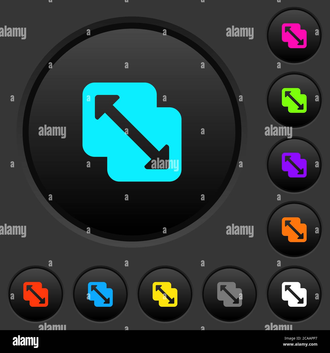 Merge shapes dark push buttons with vivid color icons on dark grey background Stock Vector Image ...