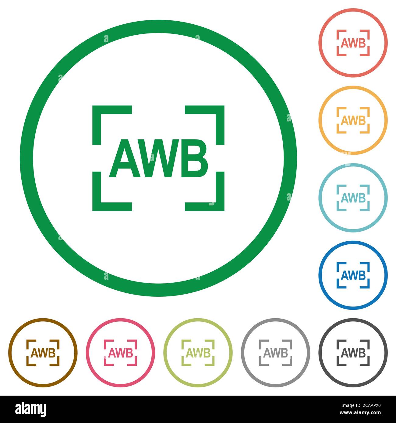 Camera auto white balance mode flat color icons in round outlines on ...