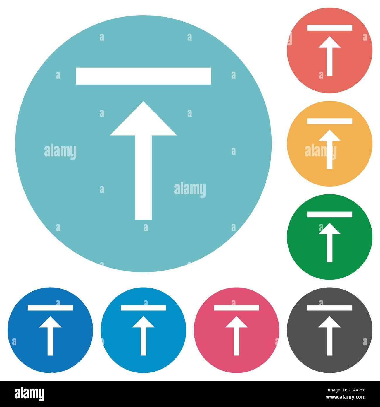 Vertical align top flat white icons on round color backgrounds Stock ...