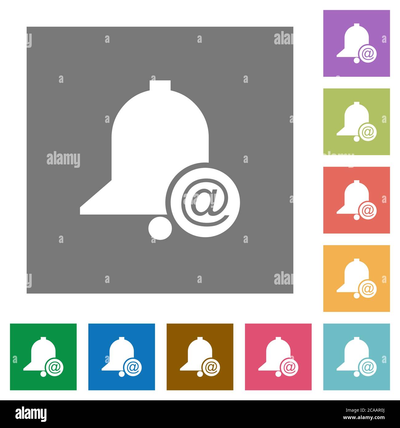 Email reminder flat icons on simple color square backgrounds Stock ...